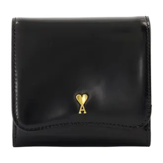 Ami unisex, Accessoires, Noir, Taille: ONE Size Portefeuille en cuir noir Collection Paris