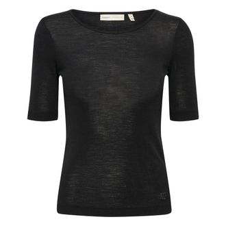 Inwear Kurz&auml;rmeliges Woll-Top - - Tops - Damen - Schwarzk - 2XL