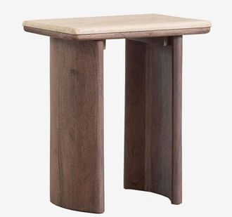 Sklum Sklum - Table dappoint Casilda en travertin et bois dacacia Travertine 35 x 25 x 45 cm