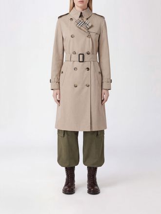 Burberry Langer Doppelreiher-Trenchcoat aus Baumwolle mit Check-Futter