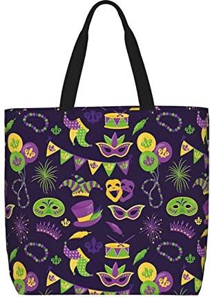 Generic Sac Fourre-Tout Mardi Gras 2023 Grand Sac A Main R&eacute;utilisable Personnaliser Sacs En Toile Pour Femmes, Pour Burea, Tous Les Jours, Shopping, Voyage
