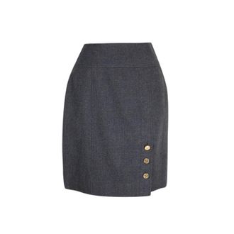 Chanel Boutique Grey Wool Skirt Size M