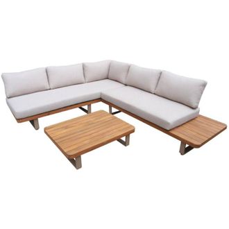 Sweeek Eck-Gartenm&ouml;belset aus Akazienholz und Aluminium f&uuml;r 5 Personen