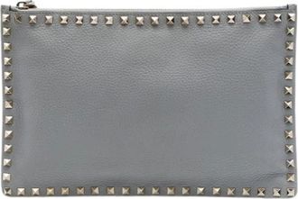 Valentino Pre-owned Rockstud Clutch - Femme - Pre-owned - Gris - Taille: ONE Size