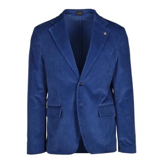 Officina36 Samtjacke mit Knopfverschluss - - Jackets - Herren - Blau - XL