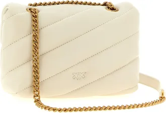 Pinko Quilted Nappa Leather Crossbody Bag - Cream