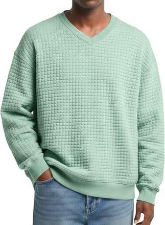 Generic Pull à col rond pour homme, pull tricoté gaufré, pull chaud à manches longues, pull décontracté pour lhiver, couleur unie, rétro, décontracté, vintage