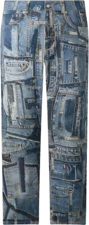 Roberto Cavalli Homme, Jeans, Bleu, Taille: W34 Jeans Collection Capsule Patchwork