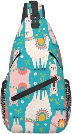 Generic L&eacute;ger Sacoche Homme Bandouliere Animaux Lama Art Sac De Poitrine Casual Crossbody Bag pour Randonn&eacute;e Camping Voyage