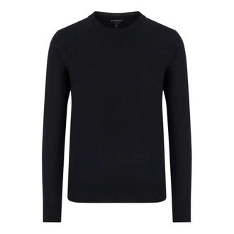 Emporio Armani Blau Marineblau Strick Stilvoll Gepr&auml;gter Adler - - Knitwear - Herren - Blau - M