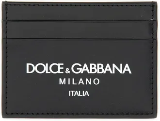 Dolce & Gabbana Logo-Print Leather Card Case - Black