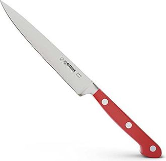 GIESSER seit 1776 - Made in Germany - Zubereitungsmesser geschmiedet rot Skyline Red, 15 cm, schmales K&uuml;chenmesser genietet, rostfrei, sp&uuml;lmaschinengeeignet