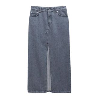 Filippa K Langer Schlitz Denim Rock - - Skirts - Damen - Grau - S