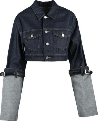 Coperni Femme, Vestes, Bleu, Taille: 36 FR Veste Courte Hybride en Denim