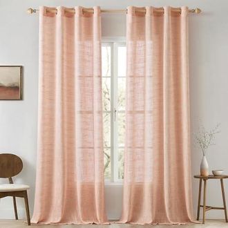Miulee Rideau Voilage Lin Salon Voile Sheer Rideaux en Lin Chambre Transparent Translucide Voilages intérieurs Galon Fronceur Élégant Chaleureux 140x245 cm L