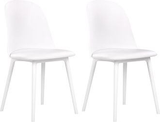 Beliani Esszimmerstuhl 2er Set Kunststoff wei&szlig; mit Sitzpolster aus Kunstleder Fomby