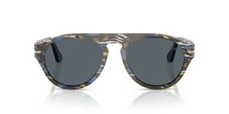 Persol Lunettes de soleil unisexes Po3370s, Gris givr&eacute;/bleu nautique/bleu, 53 mm