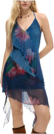 Desigual Femme, Robes, Multicolore, Taille: 38 FR Robe &agrave; volants cascade et bretelles &agrave; col en V