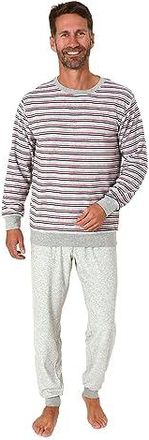 Normann Pyjama à manches longues en tissu éponge pour homme avec poignets - également en grandes tailles, gris, 50