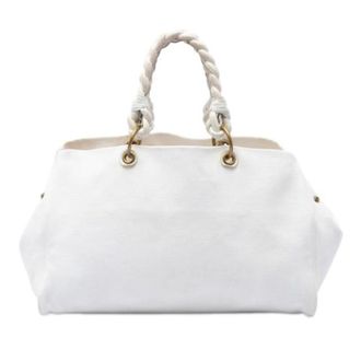 Bottega Veneta Sac cabas en toile Pre-owned - Femme - Pre-owned - Blanc - Taille: ONE Size