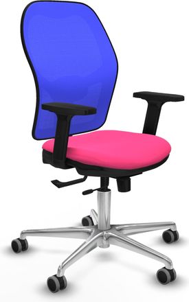 Piqueras y Crespo Atmungsaktiver B&uuml;rostuhl mit 2D-Armen, h&ouml;henverstellbare Lendenwirbelst&uuml;tze, ausgestattet mit Syncro/Translack und Schaumstoff, Blau/Rosa