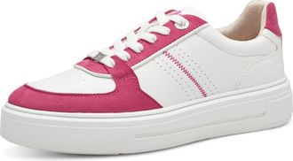 s.Oliver Damen Sneaker flach aus Leder mit Dicker Sohle, Mehrfarbig (White/Fuxia), 38 EU
