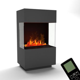 Glow Fire Wasserdampf Kamin OGF 1 Mini (Standkamin) - Elektrokamin mit realistischen LED 3D-Flammen, Knistereffekt & Fernbedienung, 55x96x40 cm - Opti-Myst 400 