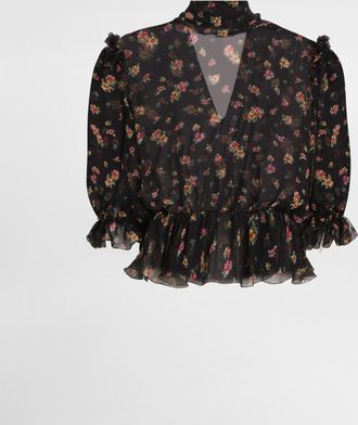 Dolce & Gabbana Oberteil Aus Chiffon Mit Bl&uuml;mchen-print - Frau Blusen Und Tops Mehrfarbig 46