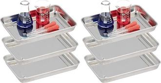 Relaxdays Instrumententablett, 3er Set, H x B x T: 2,5 x 21,5 x 15cm, Edelstahl Laborschale, sp&uuml;lmaschinenfest, Silber (Packung mit 2)