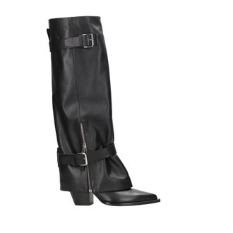 Elena Iachi Schwarze Westernstiefel aus Leder mit Schnallen - - Shoes - Damen - Schwarzk - 38 EU