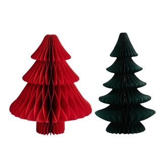 Generic Waben-Weihnachtsbaumdekoration, 3D-Papierb&auml;ume, Herzst&uuml;ck (Rot L, Gr&uuml;n L)