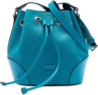 Gucci Blue Diamante Leather Bright Bucket Bag