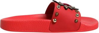 Dolce & Gabbana Femme, Chaussures, Rouge, Taille: 35 EU Sacred Heart Stud Slides