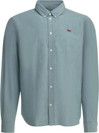 Maison Kitsun&eacute; Homme, Chemises, Bleu, Taille: XL Profile Fox Regular Shirt