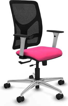 Piqueras y Crespo B&uuml;rostuhl mit wei&szlig;en und schwarzen Armlehnen, h&ouml;henverstellbare Lendenwirbelst&uuml;tze, ausgestattet mit Syncro/Traslack und Schneideschaum, Schwarz/Rosa