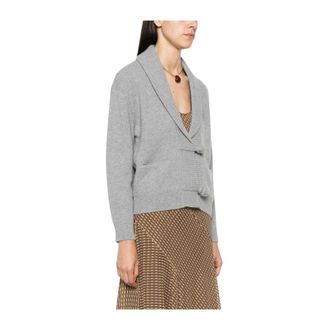Forte_Forte Femme, Pulls, Gris, Taille: 38 FR Cardigan &agrave; col ch&acirc;le c&ocirc;tel&eacute;