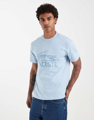 Lacoste T-Shirt in Blau mit Sand-Grafiklogo