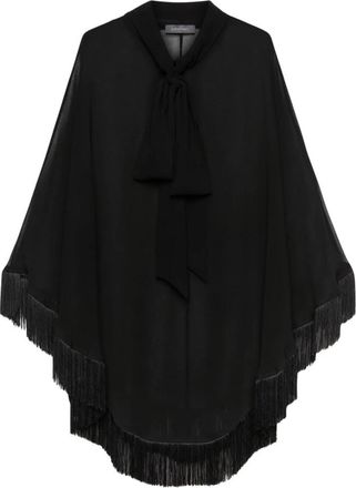 Elena Miro Elegantes Kaftan mit Fransen - - Jackets - Damen - Schwarzk - S