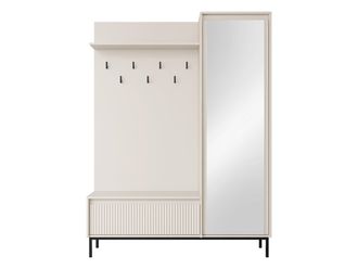 Mirjan24 Garderoben-Set Ozmi 1D1K, praktische Wandgarderobe mit 7 Kleiderhaken, Schrank mit 8 F&auml;cher und Schuhschrank geeignet als Flurgarderobe (Cashmere)
