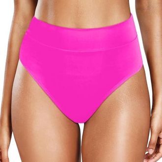 Generic Maillot de Bain Femme Culotte Taille Haute Triangle Bandeau Ruched Bikini Culotte Gainante Ventre &Eacute;lastique Ventre Plat Bas de Maillots Shorty &Eacute;t&eacute; (M)