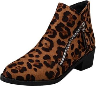 BDBD Bottines pour femme avec talon bloc - Bottes de cowboy &agrave; enfiler - Fermeture &eacute;clair - Bottes western r&eacute;tro - Bottines de transition &eacute;l&eacute;gantes - Bottes