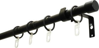 Gardinia Gardinenstangen-Set Cap, 1-Lauf, Ø 19/16 mm, Vorhangstange, Beidseitig ausziehbar, 120-190 cm, Schwarz-matt