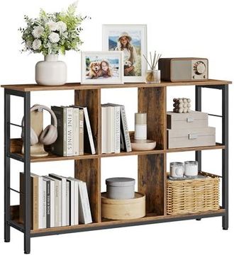 Vasagle Meuble de Rangement 2 Niveaux, ÉtagÈre Rangement, BibliothÈque Style Industriel, 6 Cubes, pour Salon, Bureau, EntrÉe, Cuisine, 33 x 120 x 80 cm, Marro