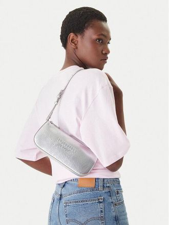 Tommy Jeans Handtasche Tjw Must Metallic Shoulder Bag AW0AW18457 Silberfarben