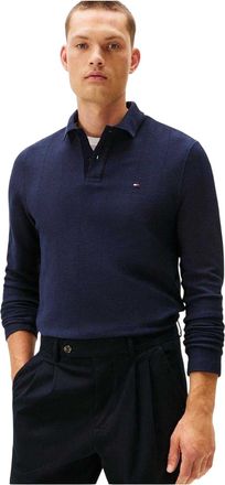 Tommy Hilfiger Poloshirt f&uuml;r Herren, Fischgr&auml;tmuster, Lang&auml;rmlig (Himmelblau)