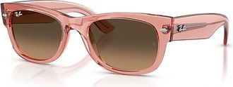 Ray-Ban Mega Wayfarer II Sonnenbrillen Pink Transparent Fassung Braun Glas 55-21