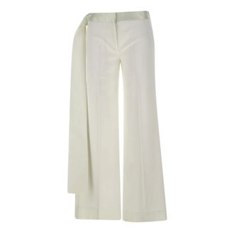 Victoria Beckham Femme, Pantalons, Blanc, Taille: 34 FR Pantalon blanc en m&eacute;lange de laine avec passepoil en satin