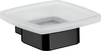 Emco Loft Seifenhalter zur Wandmontage, Moderne Seifenschale aus Aluminium und Kristallglas, hochwertiger Wandseifenspender für Waschbecken und Dusche, sch