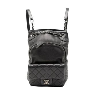 Chanel Sac &agrave; dos en cuir pr&eacute;-poss&eacute;d&eacute; - Femme - Pre-owned - Noir - Taille: ONE Size
