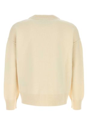Ami Mens Ivory Wool Cardigan Offwhitered Exterior: Virgin Maglie Sweater
